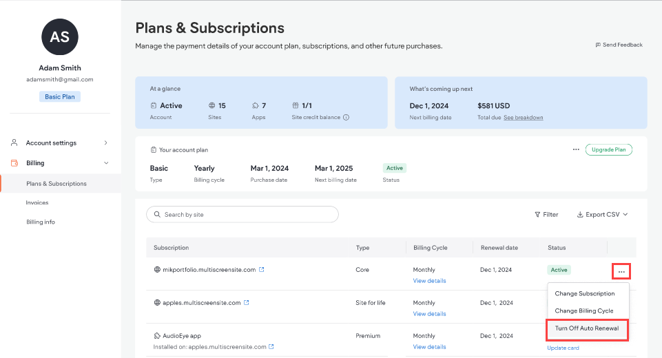 Site Management: Subscription and Deletion – Duda Support