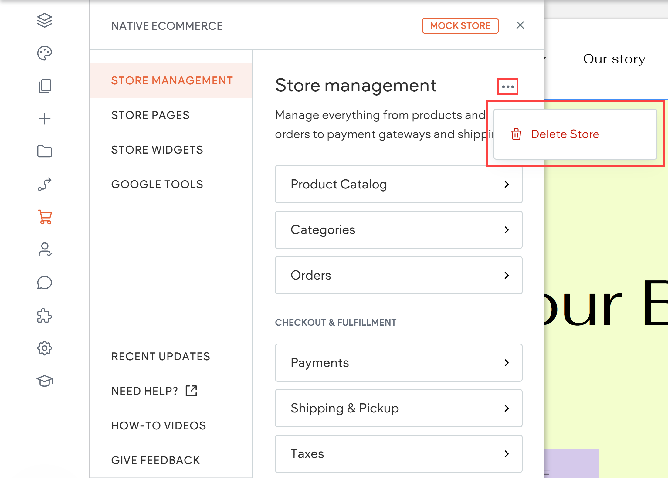 Add or Remove Native Store – Duda Support