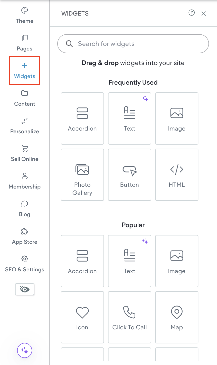 Widgets: Library and Overview – Duda Support
