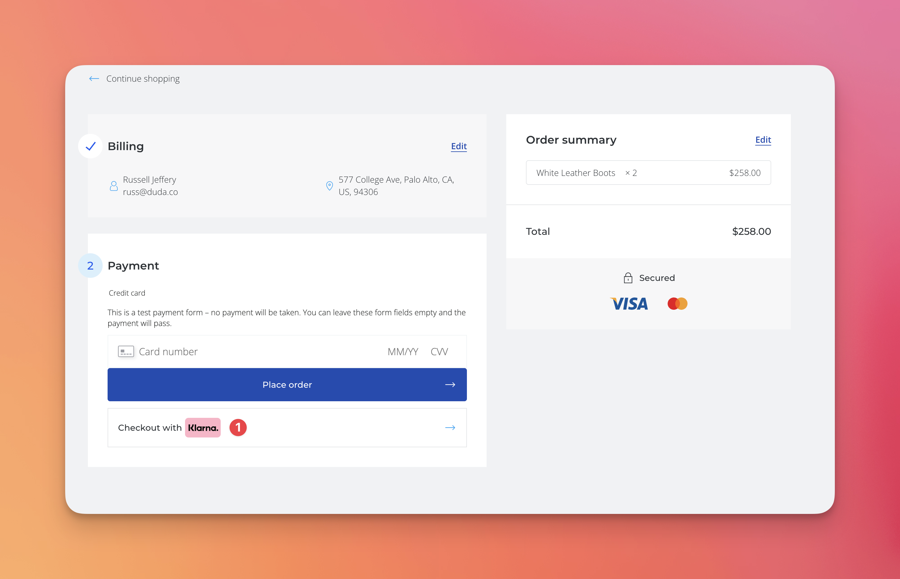 Payment in Native Store – Duda Support