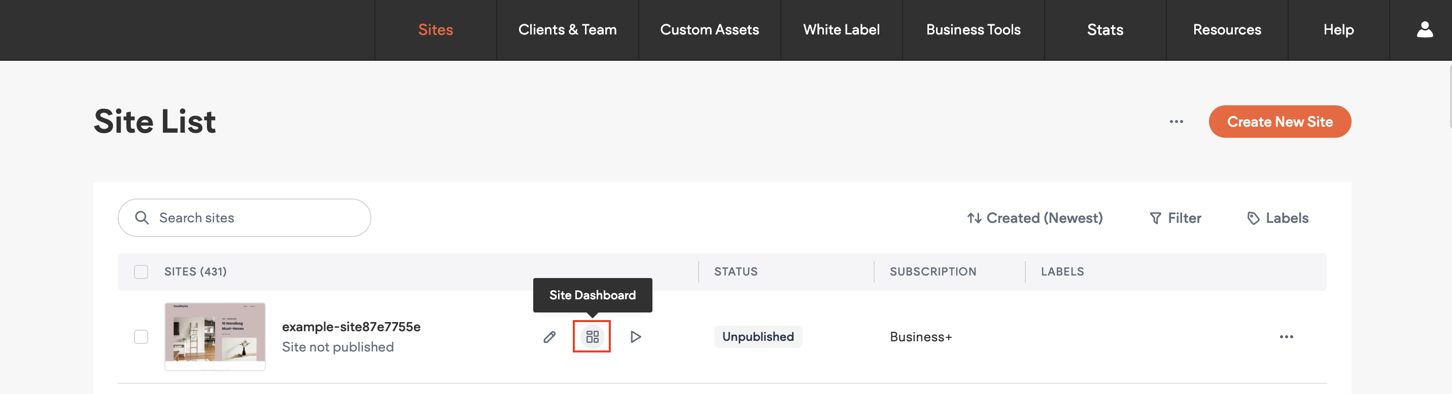 Site Dashboard – Duda Support